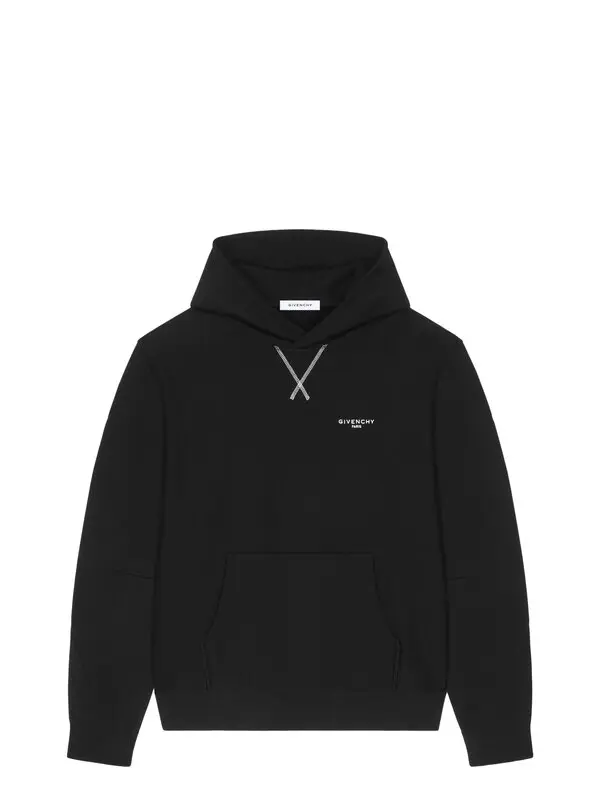 Givenchy Fleece Couture Seam Hoodie With Embroidered Logo - Black