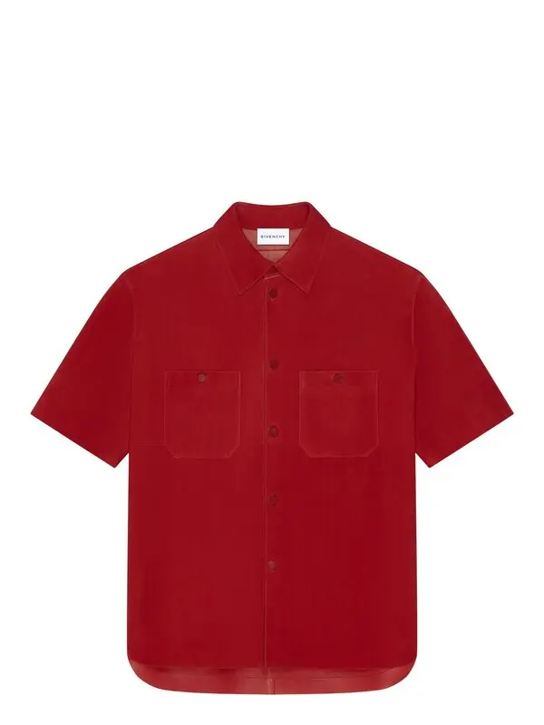 Givenchy Couture Seam Overshirt In Suede - Dark Red