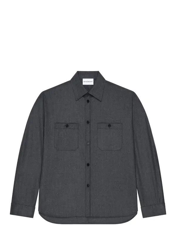 Givenchy Couture Seam Overshirt In Flannel - Grey Mix