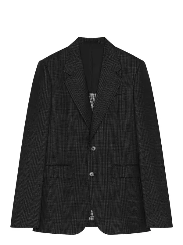Givenchy Single-breasted Fitted Checked Jacket In Wool - Black/grey
