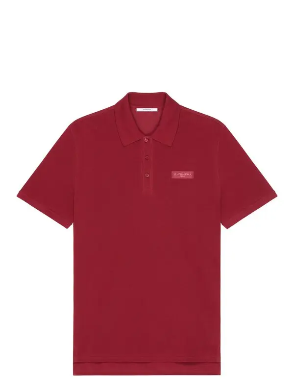 Givenchy Polo In Cotton With Paris Gros Grain - Dark Red