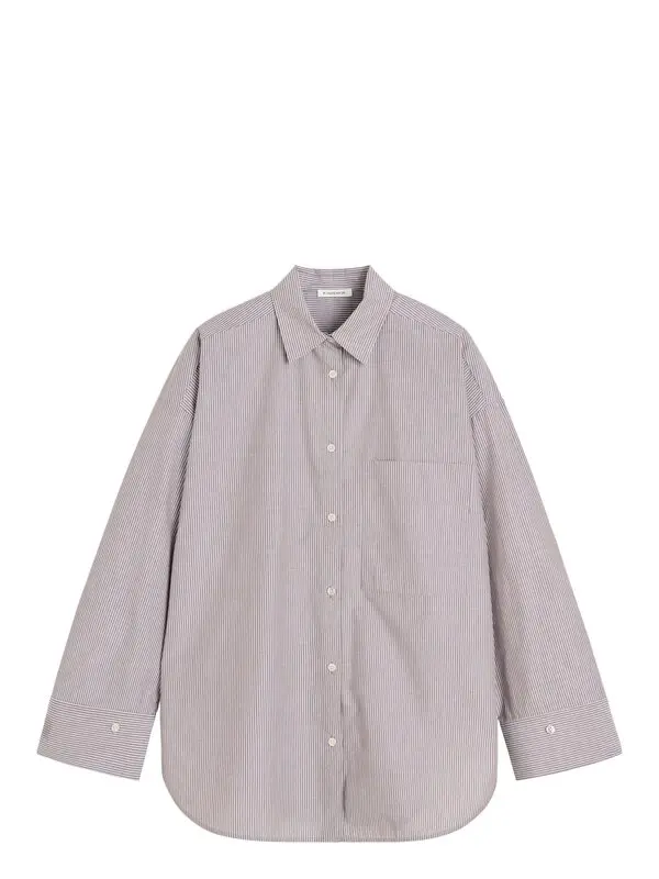 BY MALENE BIRGER Derris Organic Cotton Shirt - Thin Brown Stripe