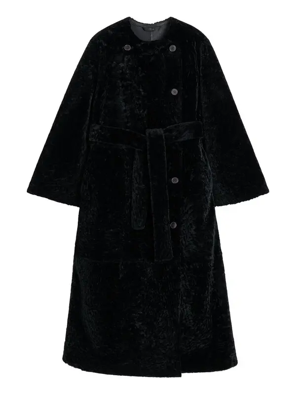 BY MALENE BIRGER Sandria Shearling Coat - Black
