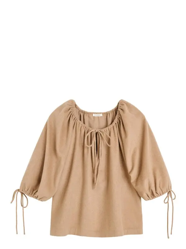 BY MALENE BIRGER Lilyrose Wool Blouse - Medium Beige Melange