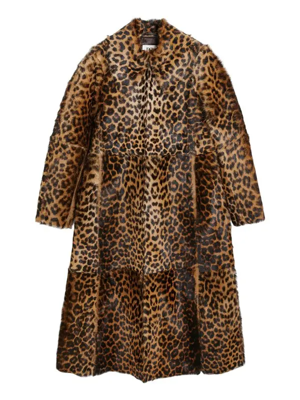 BY MALENE BIRGER Rafaia Calf Shearling Maxi Coat - Leopard
