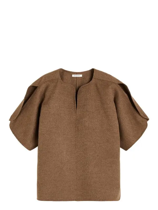 BY MALENE BIRGER Calle Wool Blouse - Dark Brown Melange