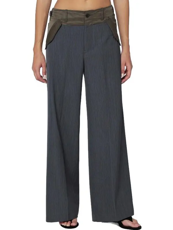 Sacai Pinstripe Bi-material Trousers - Grey
