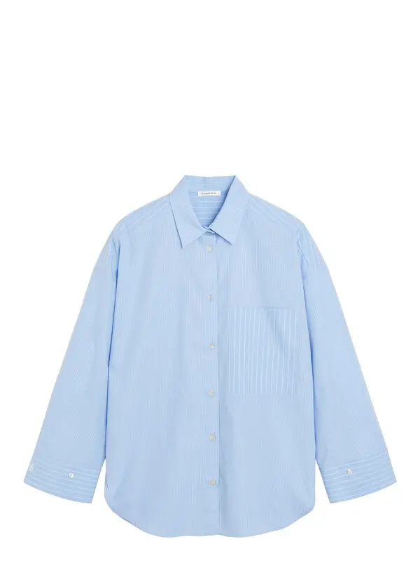 BY MALENE BIRGER Derris Organic Cotton Shirt - Blue Iris Stripe Small