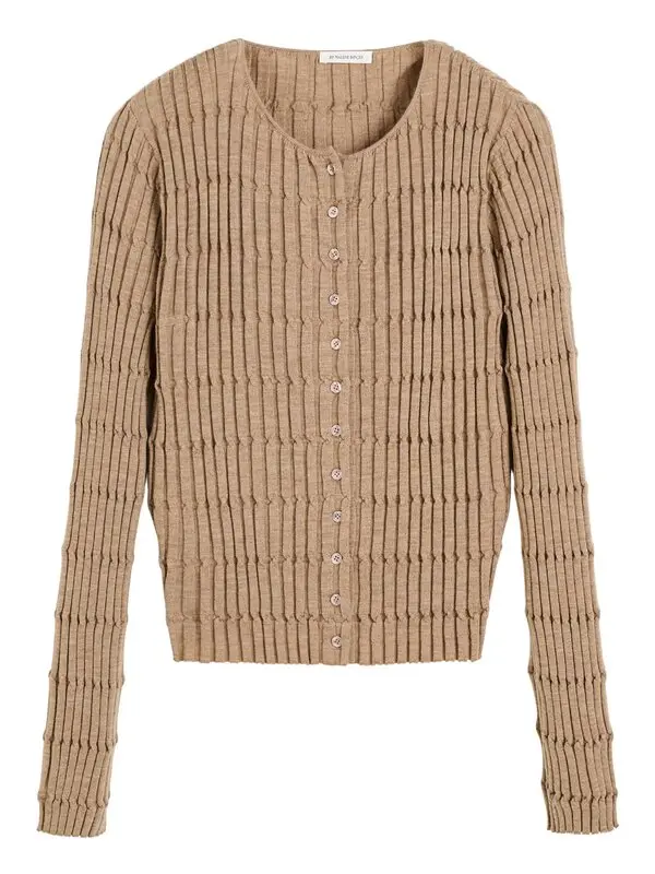 BY MALENE BIRGER Mont Merino Wool-blend Cardigan - Medium Beige Melange
