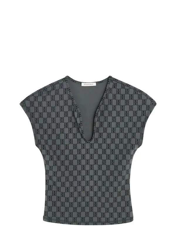 BY MALENE BIRGER Venazia Athletic Top - Monogram Black & Grey
