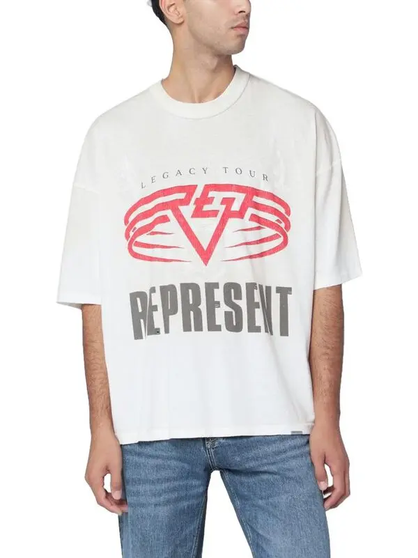 REPRESENT Reversible Living Legacy Tour T-shirt In Écru - White