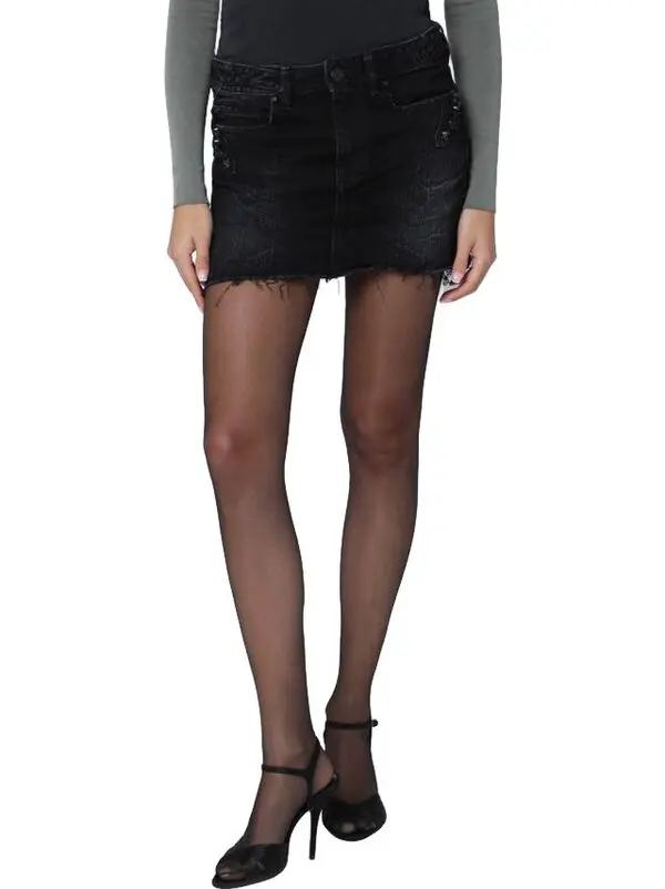 Balenciaga Washed Denim Mini Skirt - Black