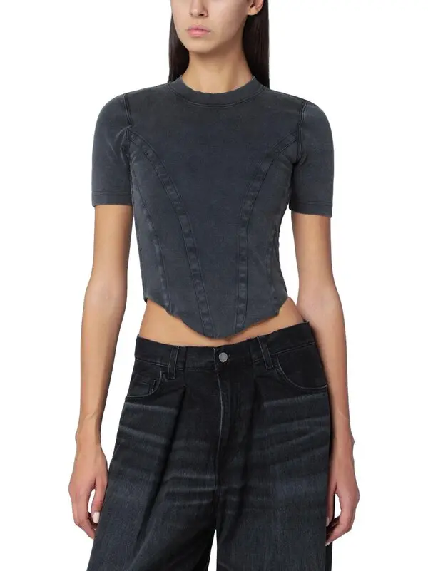Balenciaga Washed Corset-style T-shirt - Black