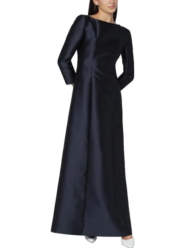 Alberta Ferretti Long Silk-blend Mikado Dress - Blue