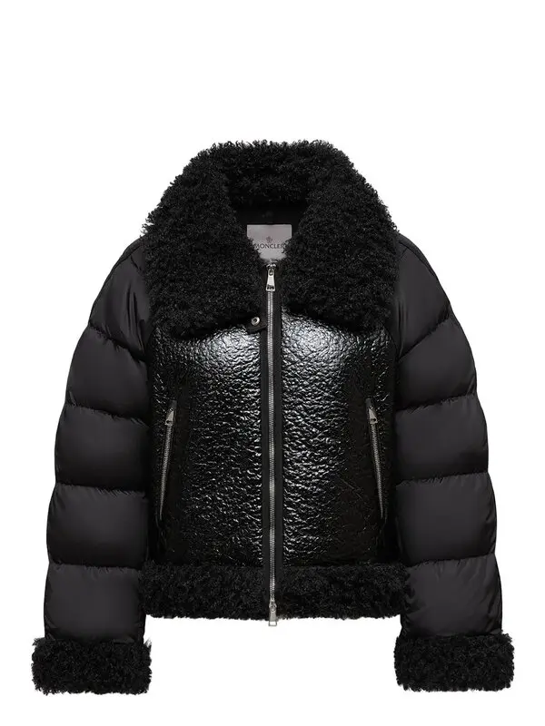 Moncler Rubrouk Teddy-trimmed Short Down Jacket - Black