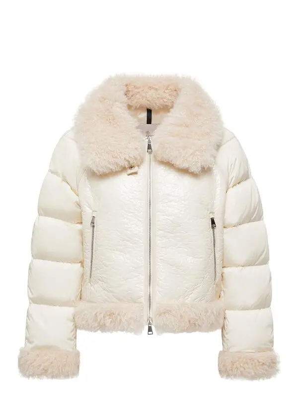 Moncler Rubrouk Teddy-trimmed Short Down Jacket - White