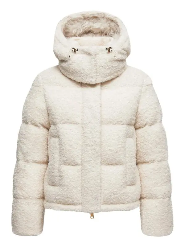 Moncler Virieu Bouclé Hooded Down Jacket - White