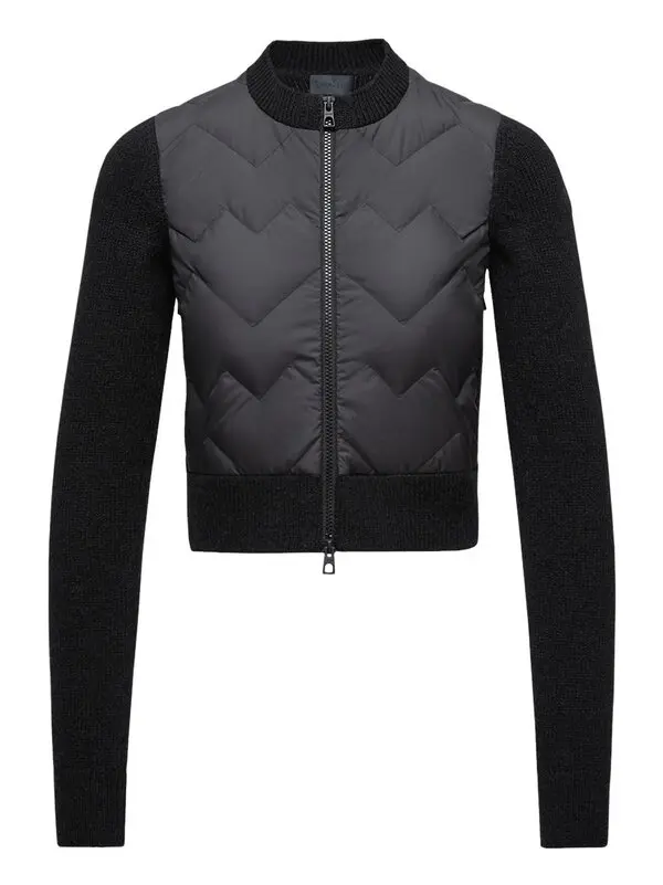 Moncler Padded Wool-blend Cardigan - Black