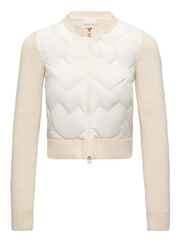 Moncler Padded Wool Blend Zip-up Cardigan - White