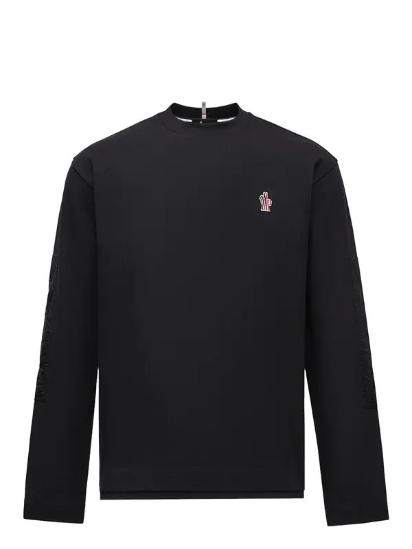 Moncler Logo Cotton Long Sleeve T-shirt - Black