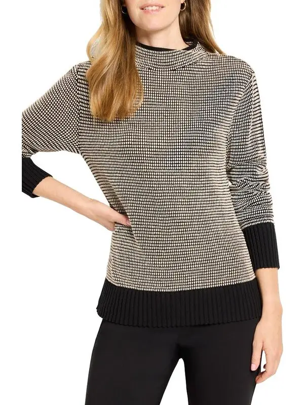 NIC+ZOE Pixel Knit Mock Neck Sweater - Black Multi