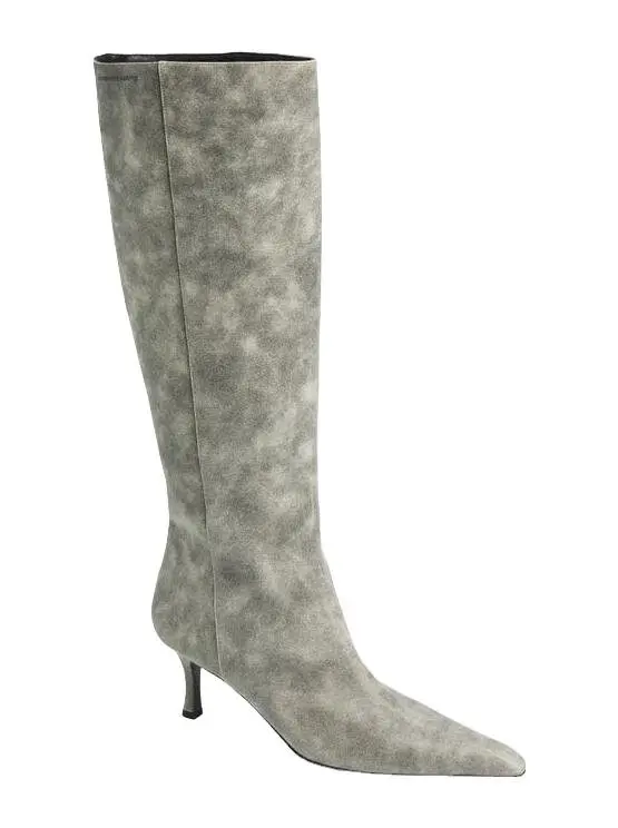 Alexander Wang Vera Tube Pointed Toe Boots - Black Crackle Grey