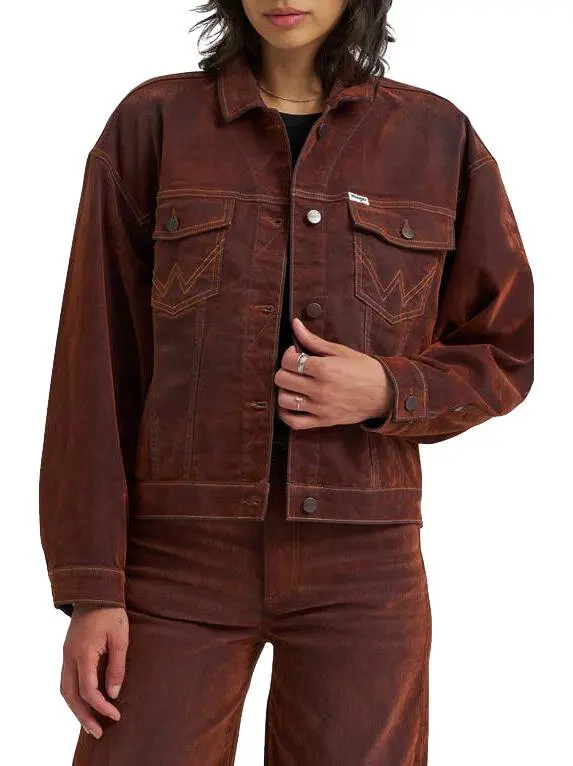 Wrangler Flocked Denim Cowboy Jacket - Cinnamon Hill