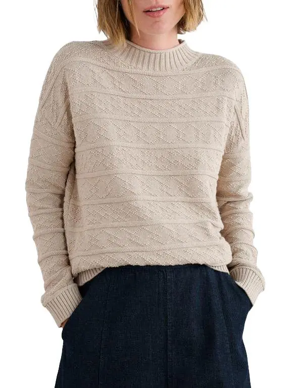 SEASALT CORNWALL Penkestle Cotton Crewneck Sweater - Knit Melange Aran