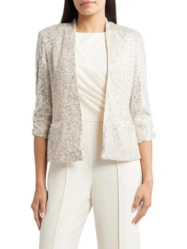 Eliza J Sequin Blazer - Silver