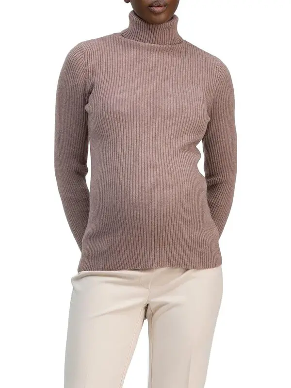 PIETRO BRUNELLI Aurora Ribbed Turtleneck Maternity Sweater - Old Wood