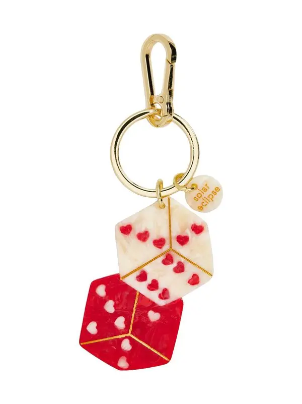 SOLAR ECLIPSE Hand-painted Dice Keychain - Red