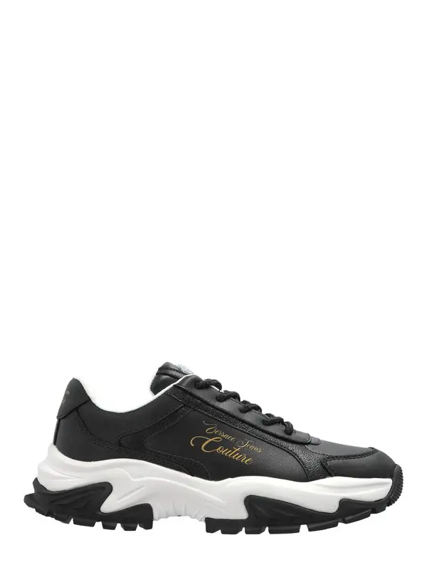 Versace Logo Printed Athletic Sneakers - Black