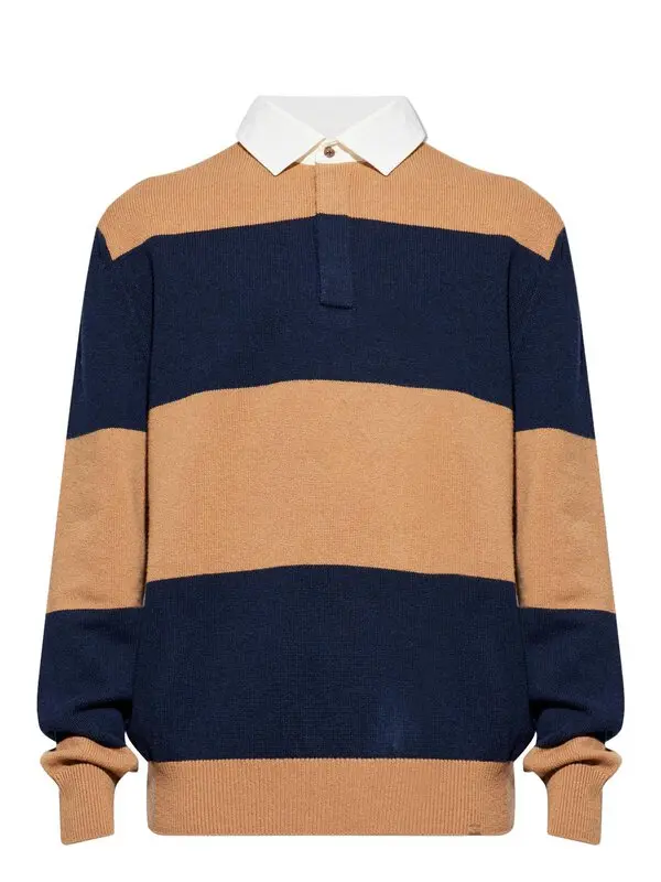 Paul & Shark Striped Wool-cashmere Sweater - Beige
