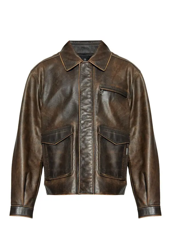 REPRESENT Vintage-effect Leather Jacket - Brown