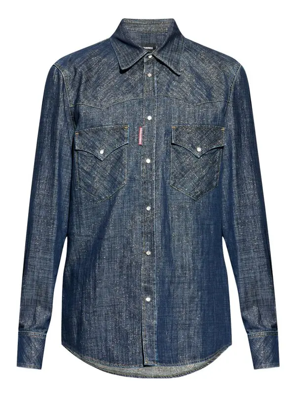 Dsquared2 Shirt With Lurex Thread - Navy Blue