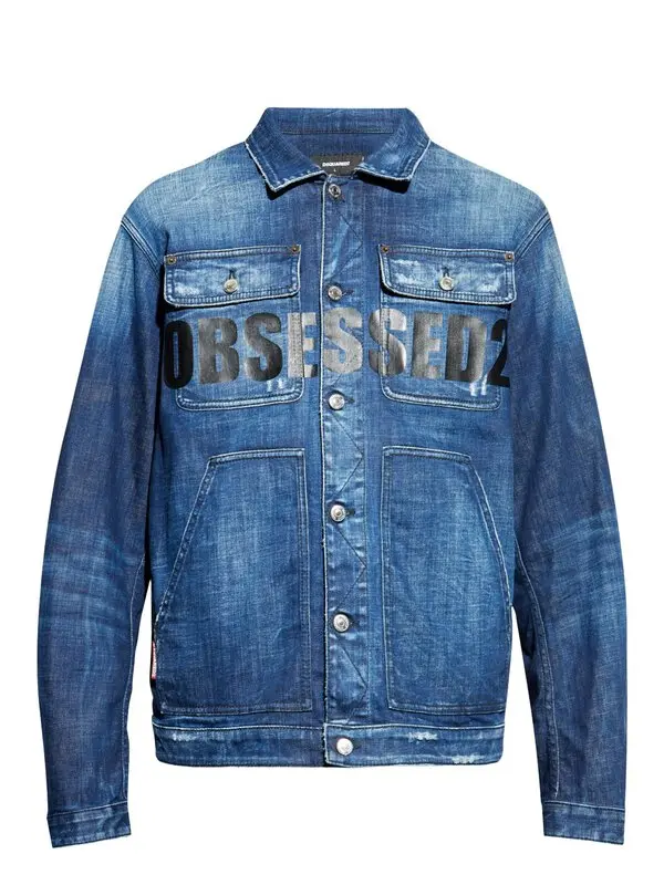 Dsquared2 Denim Trucker Jacket With Logo - Blue