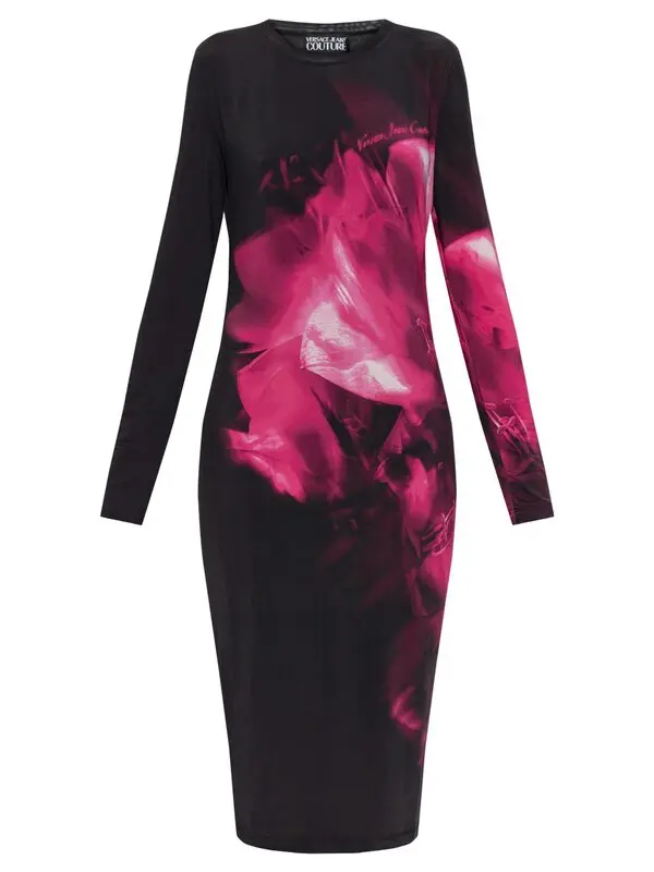 Versace Long-sleeve Midi Dress - Black