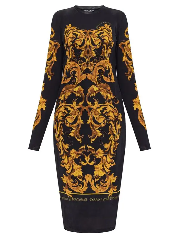 Versace Barocco" Print Dress - Black