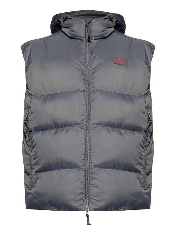 Emporio Armani Puffer Vest With Logo - Grey