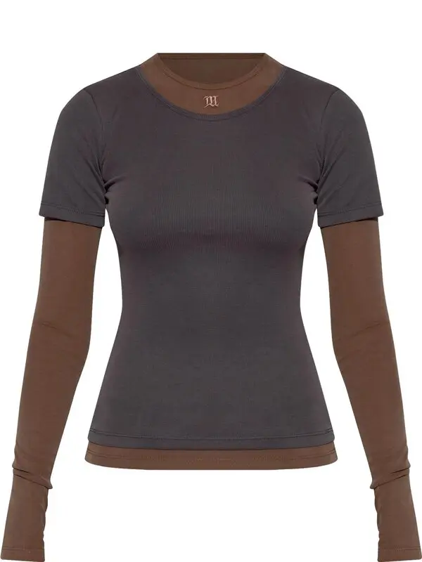 MISBHV Double-layered Ribbed Top - Grey