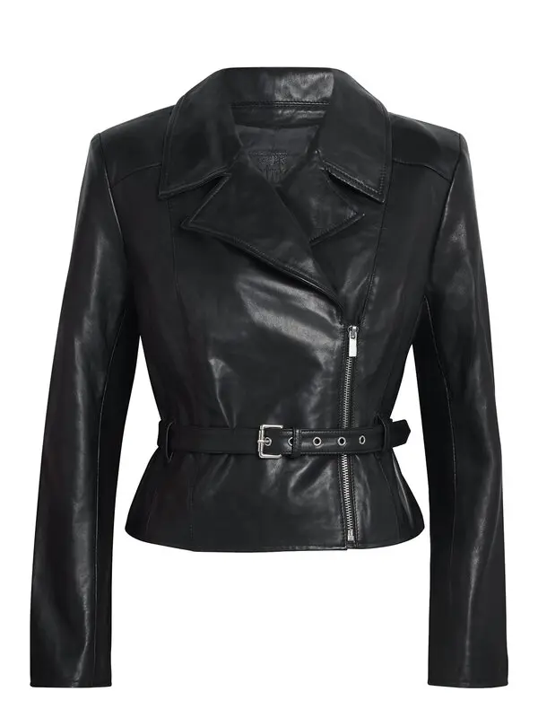 Paige Foxy Lambskin Leather Jacket - Black