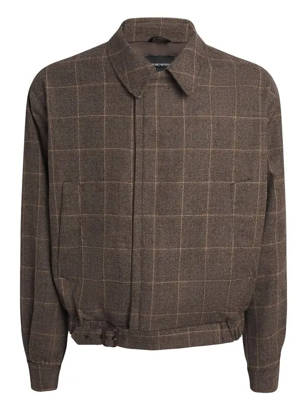 Emporio Armani Virgin Wool Flannel Check Shirt Jacket - Beige
