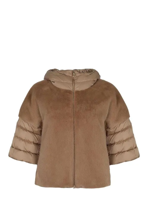 Herno Nylon Down Jacket With Fur - Brown