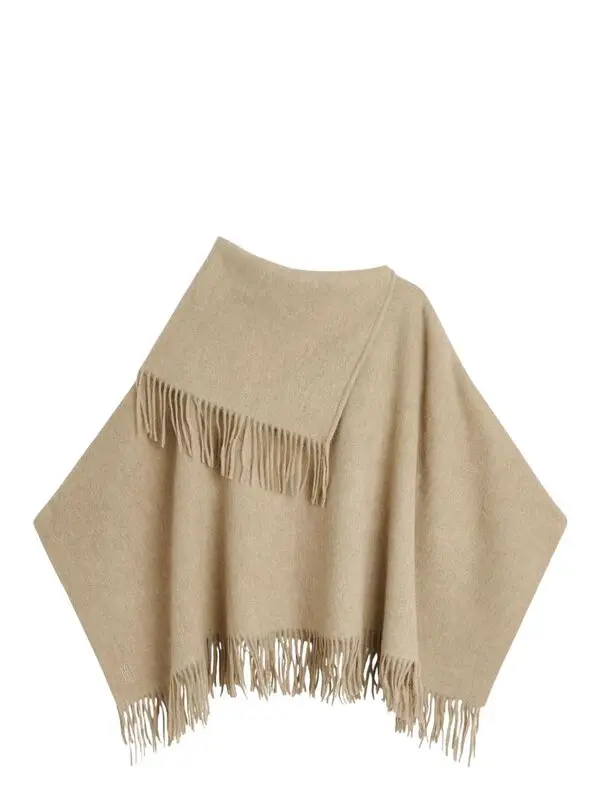 BY MALENE BIRGER Turtma Wool Poncho - Grey Brown Melange