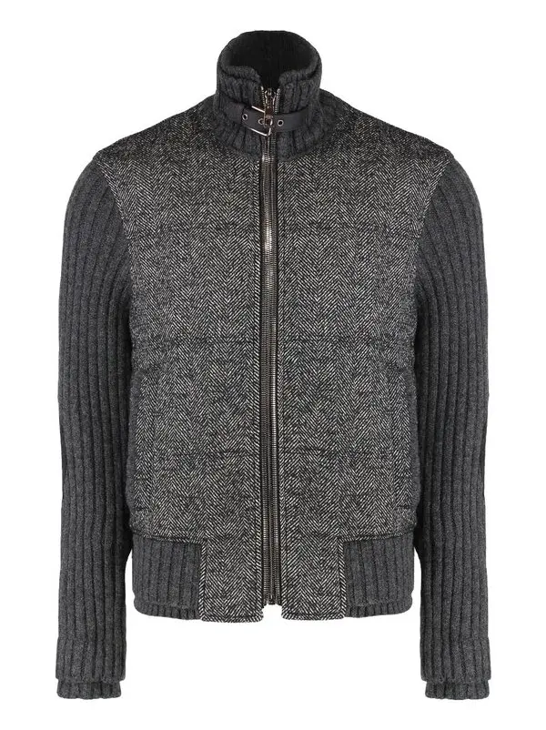 Dolce & Gabbana Houndstooth Knit Jacket - Grey