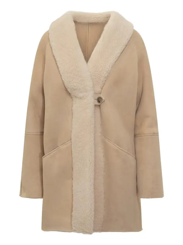 Loulou De Saison Shearling Coat - Beige