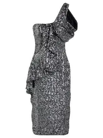 Chiara Boni La Petite Robe Sequined One-shoulder Midi Dress - Grey