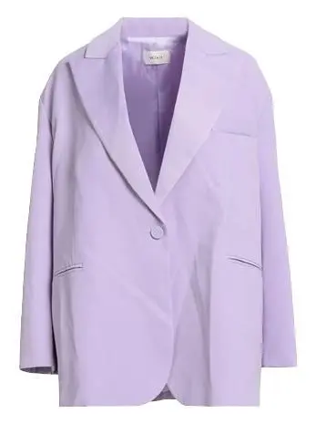 VICOLO Single-breasted Crepe Blazer With Satin Trims - Purple