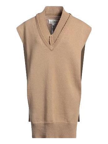 MAISON MARGIELA Wool, Linen, And Cotton Knit Vest - Camel