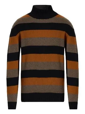 ARAGONA Striped Turtleneck Cashmere Knit - Black